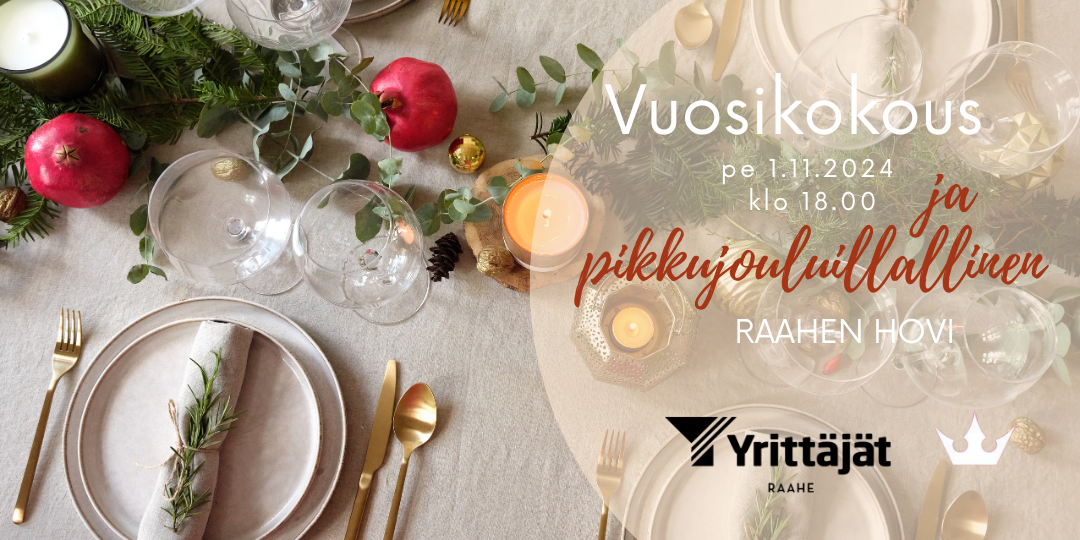 Vuosikokous ja pikkujouluillallinen 2024 - Yrittajat.fi