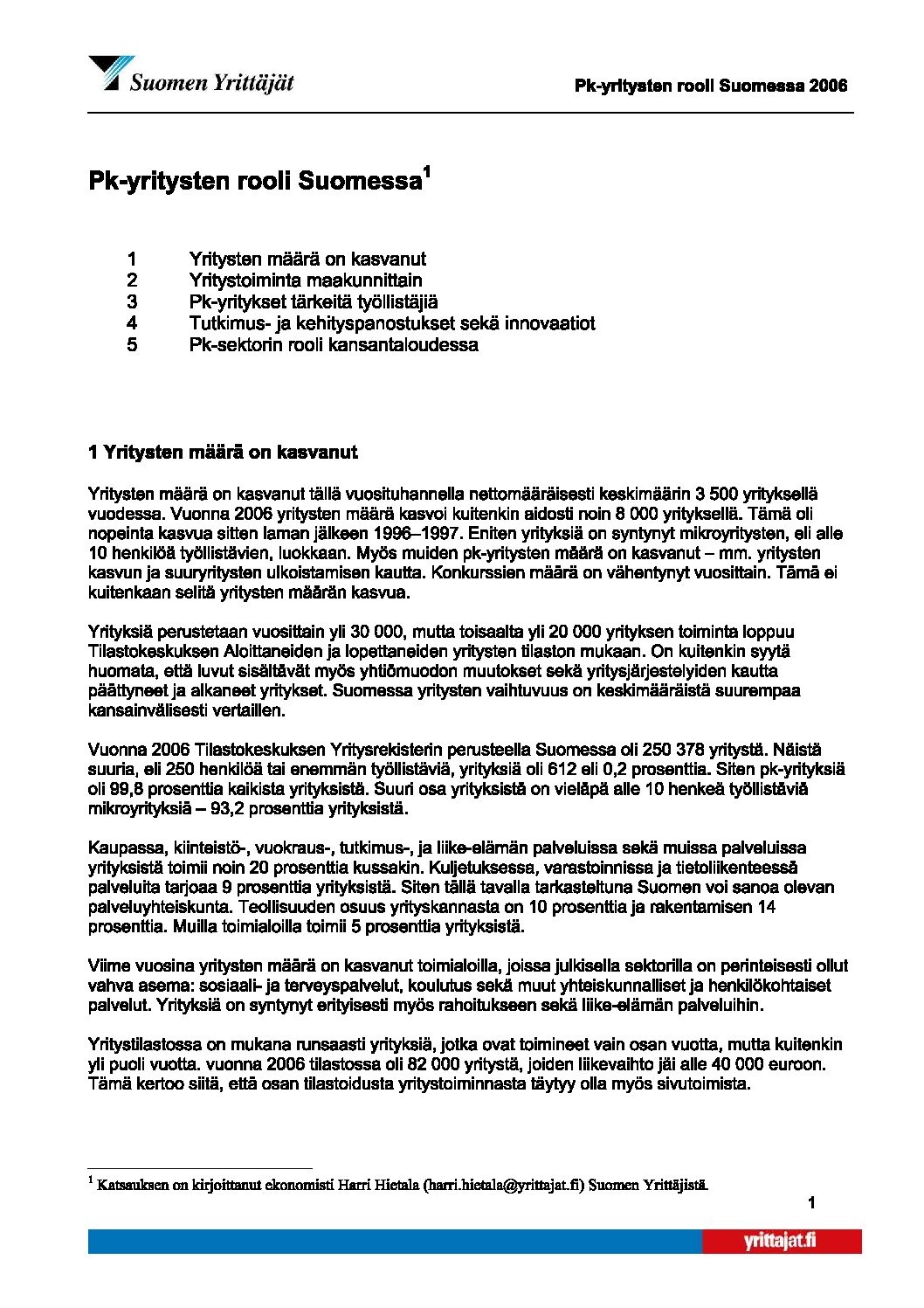 Pk-yritysten rooli Suomessa 2006 - Yrittajat.fi