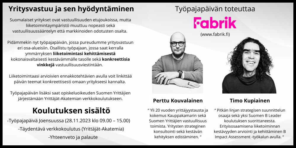 Vastuullinen yritystoiminta -kehittämisohjelma - Yrittajat.fi